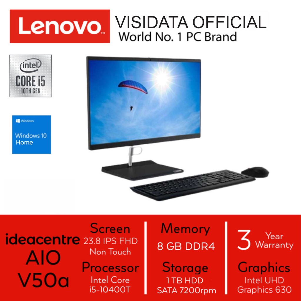 Jual Lenovo AIO V50a 24IMB i5 10400T 8GB 1TB HDD 23.8" FHD IPS WIN10 ...