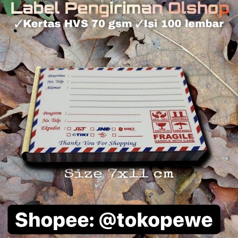 Jual LABEL ENVELOPE PENGIRIMAN OLSHOP HVS ISI 100 LEMBAR/LABEL ...