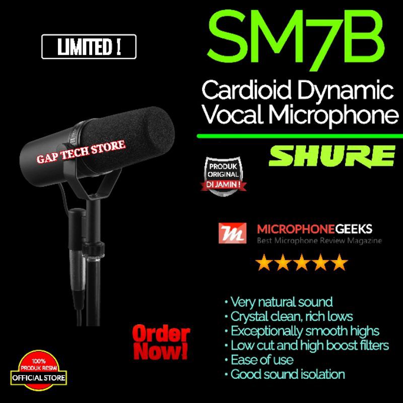Jual SHURE SM7B / SM7 B / SM 7B Cardioid Dynamic Vocal Microphone ...