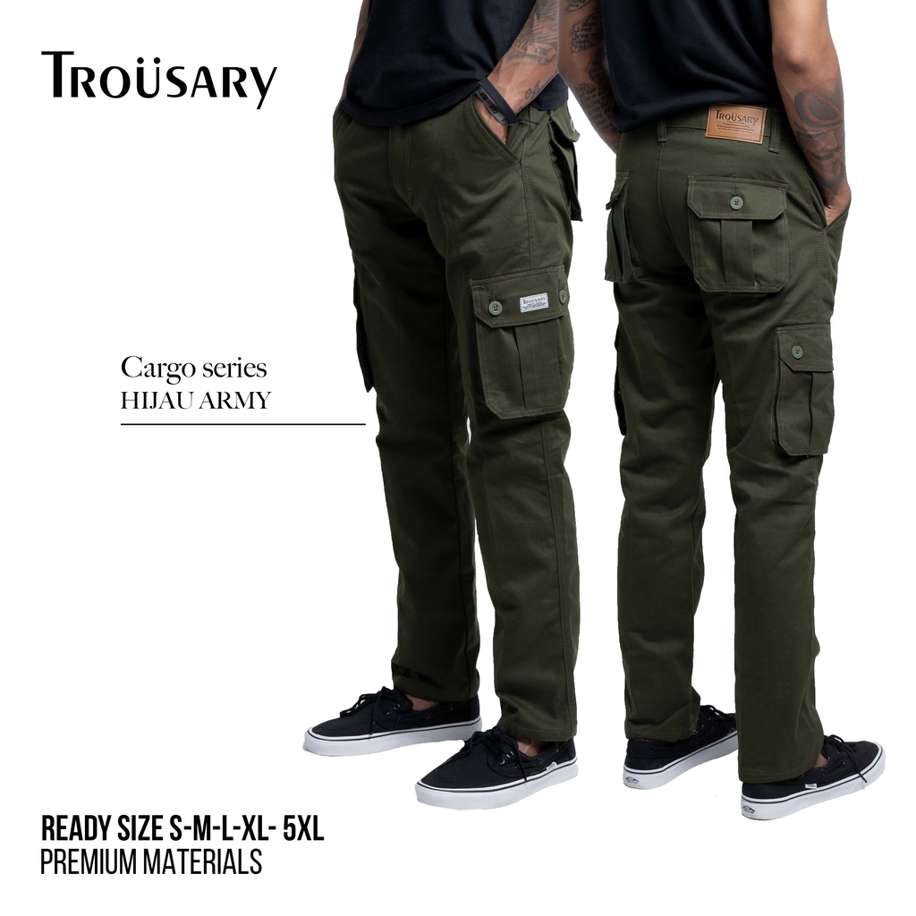 Jual Trousary Celana Cargo / Kargo Panjang Pria Hijau Army Ukuran S M L XL XXL 3XL 4XL 5XL ...