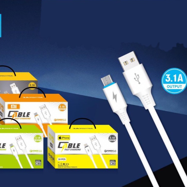 Jual kabel power quick charge 3.1A kabel casan micro usb iphone fast ...