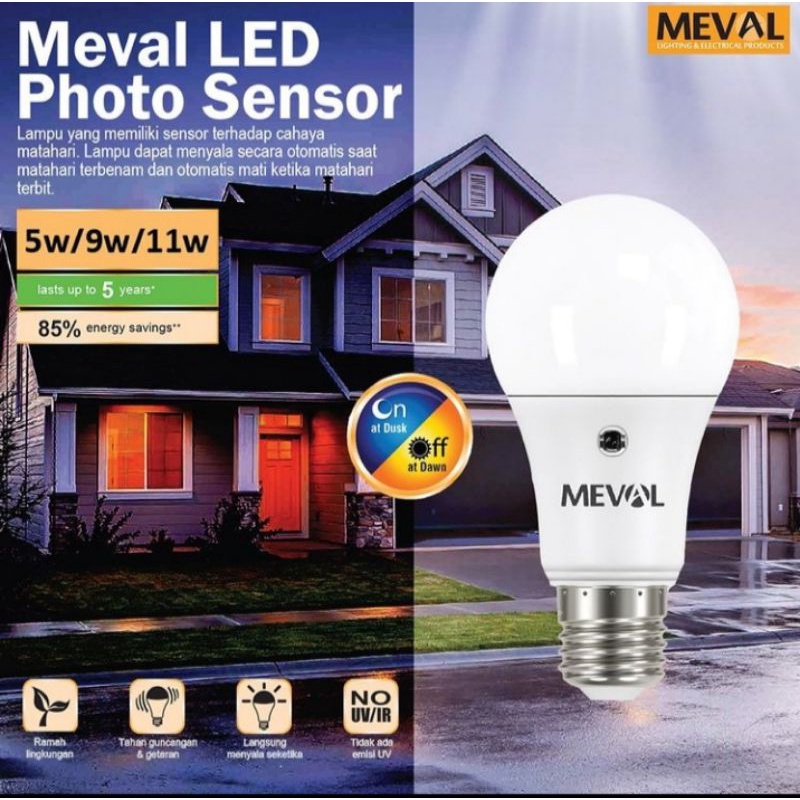 Jual lampu led sensor cahaya 11 watt meval | Shopee Indonesia