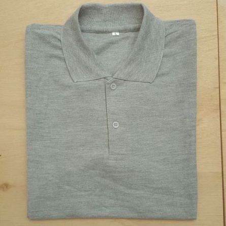 Jual baju kaos seragam polo shirt polos berkerah pria wanita warna abu misty | Shopee Indonesia