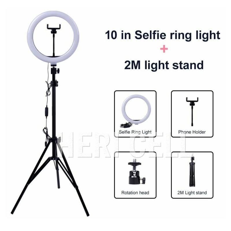 Jual RING LIGHT 26CM LED DAN TRIPOD 2.1M SELFIE VLOGGER YOUTUBER ...