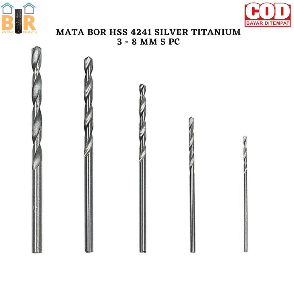 Jual SET 5pcs MATA BOR HSS 4241 SILVER Mata Bor Berlapis Titanium 3 - 8mm | Shopee Indonesia