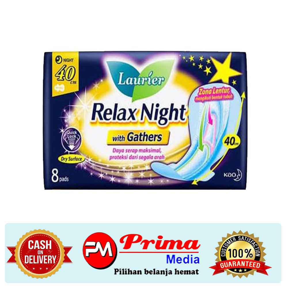 Jual Laurier Relax Night Gathers Wing 40cm 8 buah | Shopee Indonesia
