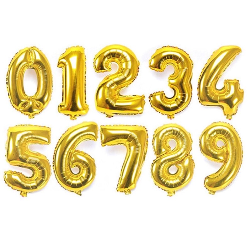 Jual Balon angka birthday party/ balon angka gold/Balon foil 40cm angka ...