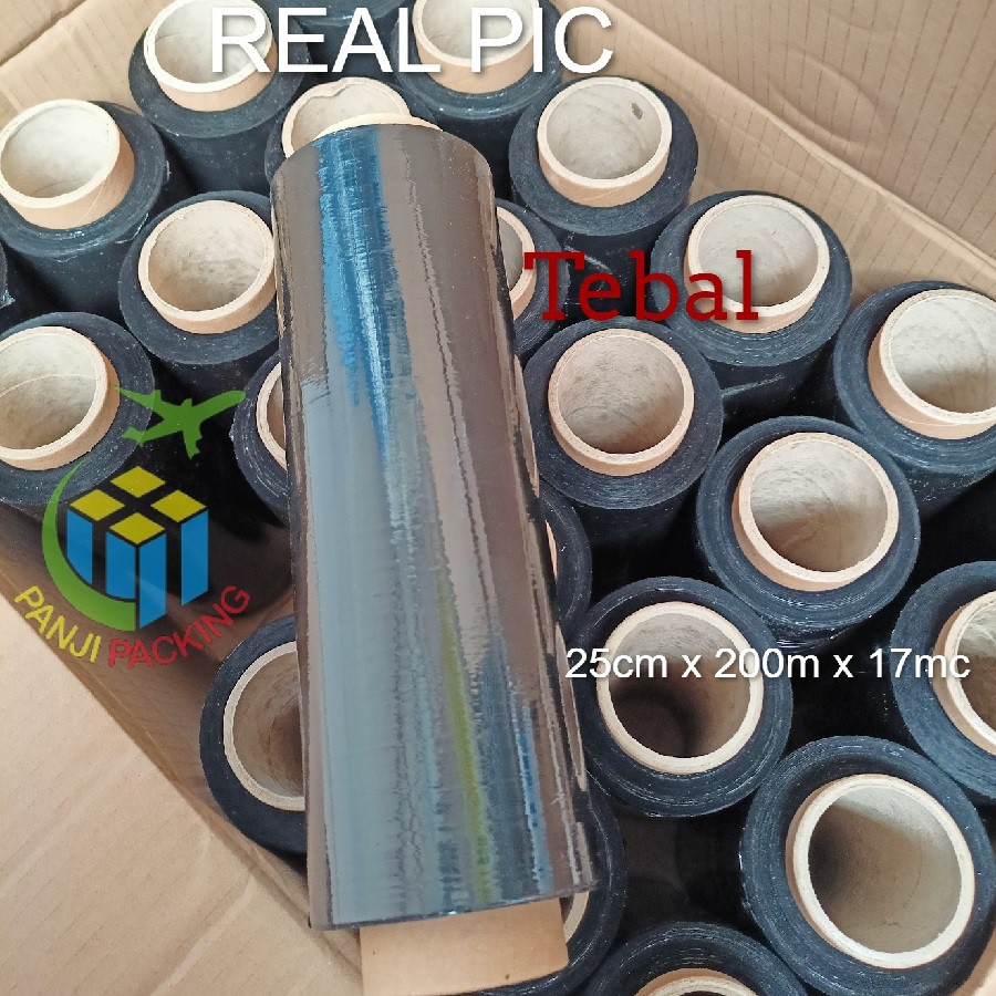 Jual Stretch FIlm Hitam 25cm x 200m Plastik Wrapping Tebal Plastic wrap ...