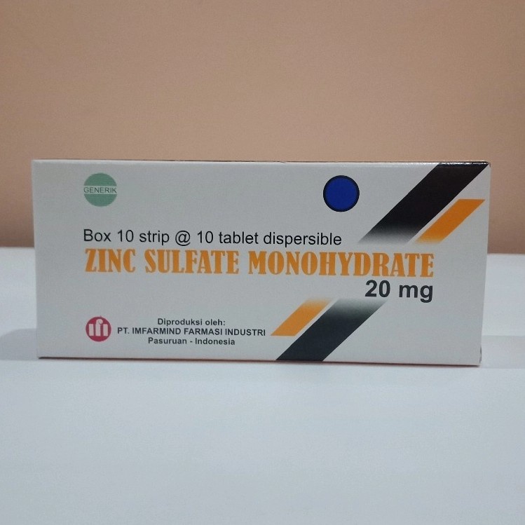 Jual zinc sulfate monohydrate 20mg 1 box 10 strip isi 1 strip 10 tablet ...