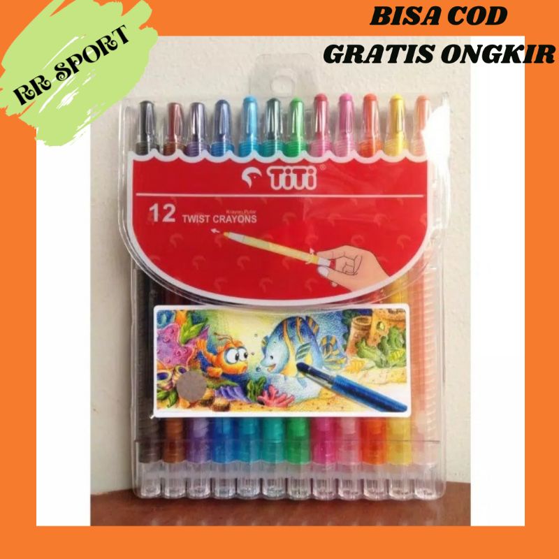 Jual Crayon Putar TITI 12 / Crayon Titi / Crayon Joyko 12 Warna / Oil ...