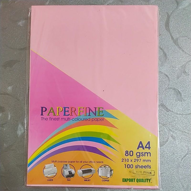 Jual Kertas Paperfine A4 80 Gram 100 Sheet - Kertas HVS Warna | Shopee ...