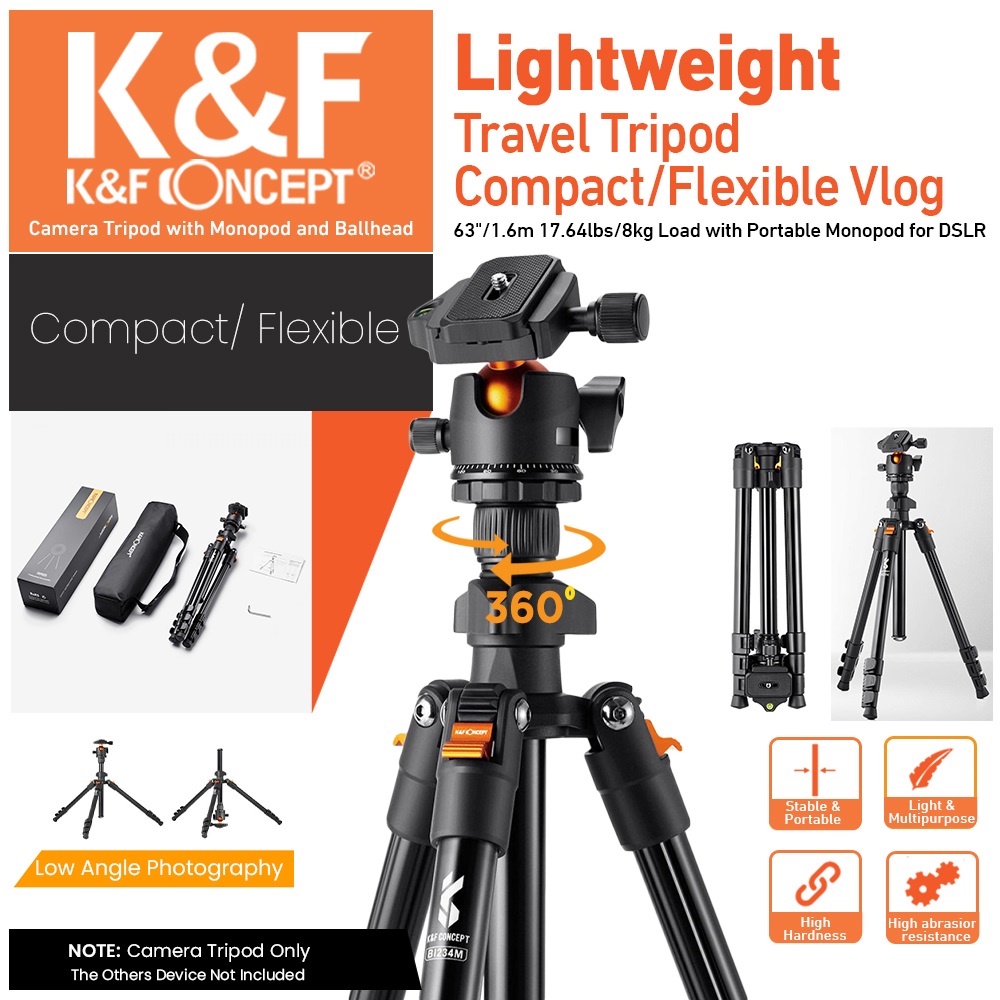 Jual K&F Concept Tripod Aluminum BI234M with Ballhead Kit | Shopee ...