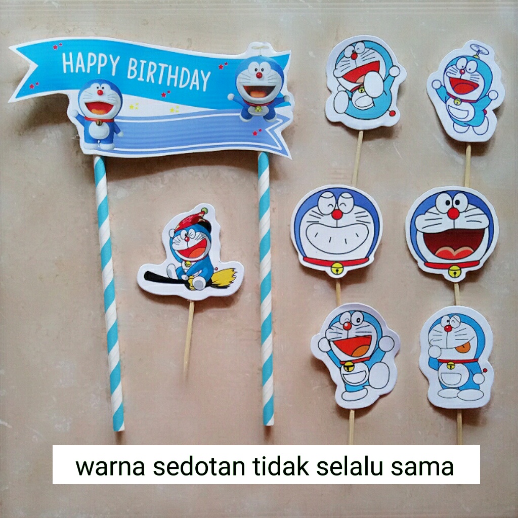 Jual cake topper hiasan kue ulang tahun satu set karakter Doraemon ...