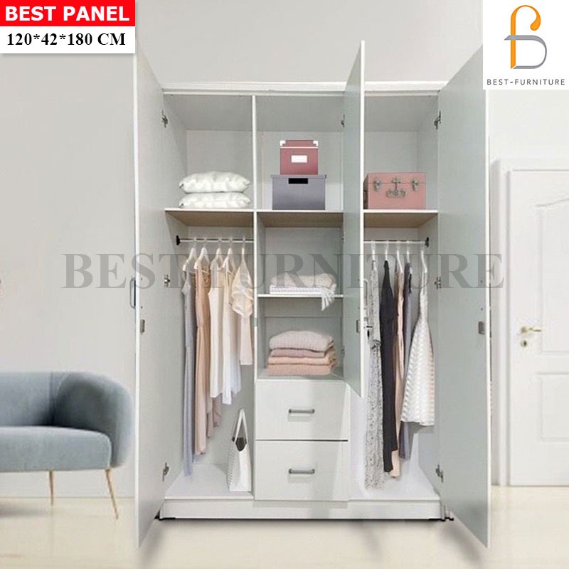 Jual Best Lemari Pakaian 3P Pintu Minimalis Modern uk120x180cm | Shopee Indonesia