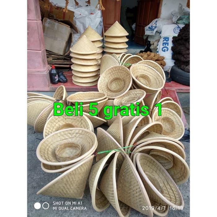 Jual Murah Caping gunung bambu petani polos 40-45cm T | Shopee Indonesia