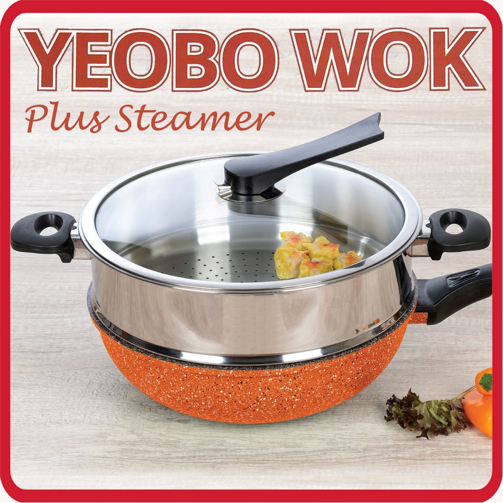 Jual Panci Wajan Wok Pan PANCI WOK DEEP FRYER Granite Orange 30cm ...