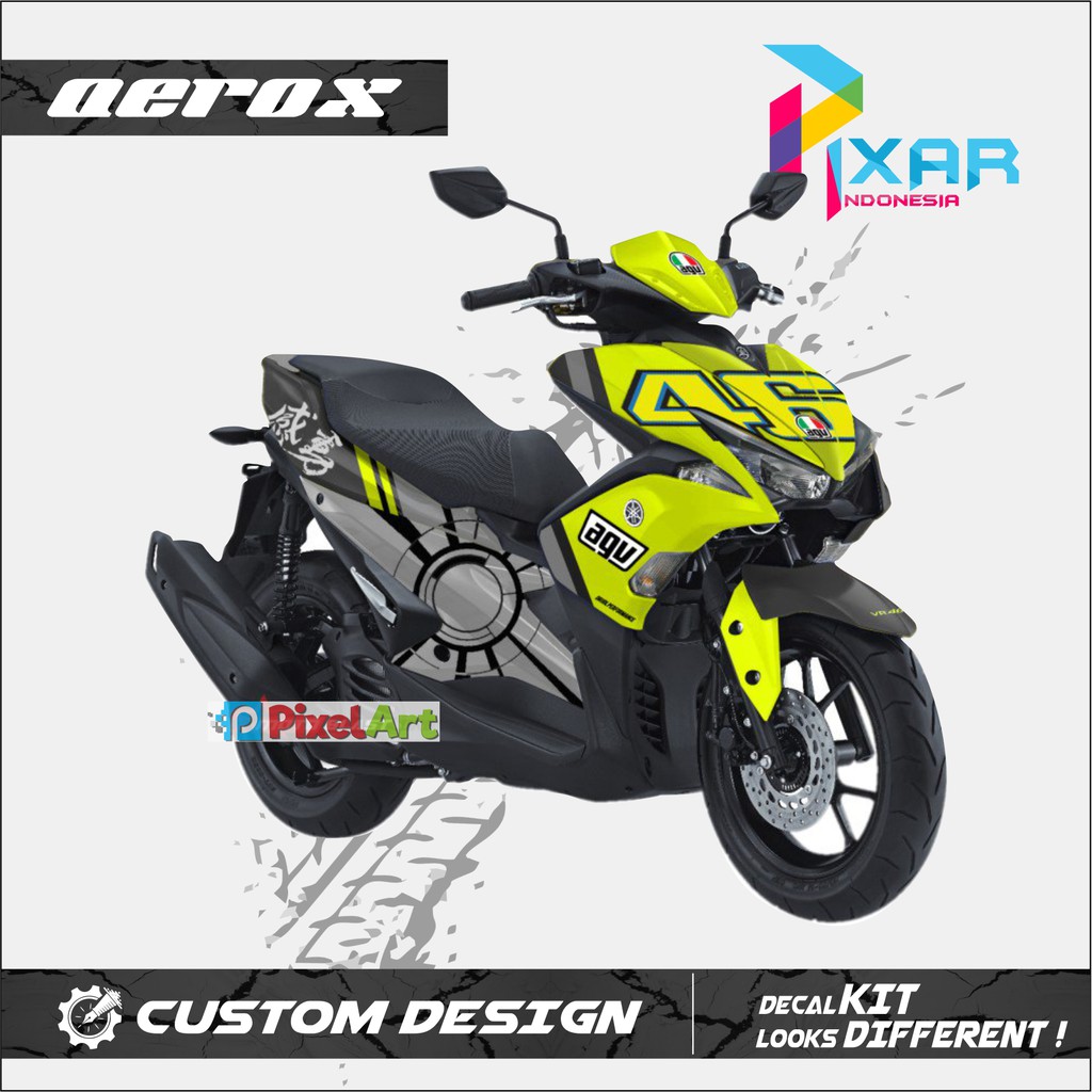 Jual STIKER STICKER DECAL MOTOR AEROX VR46 HIJAU STABILO FULL BODY ...