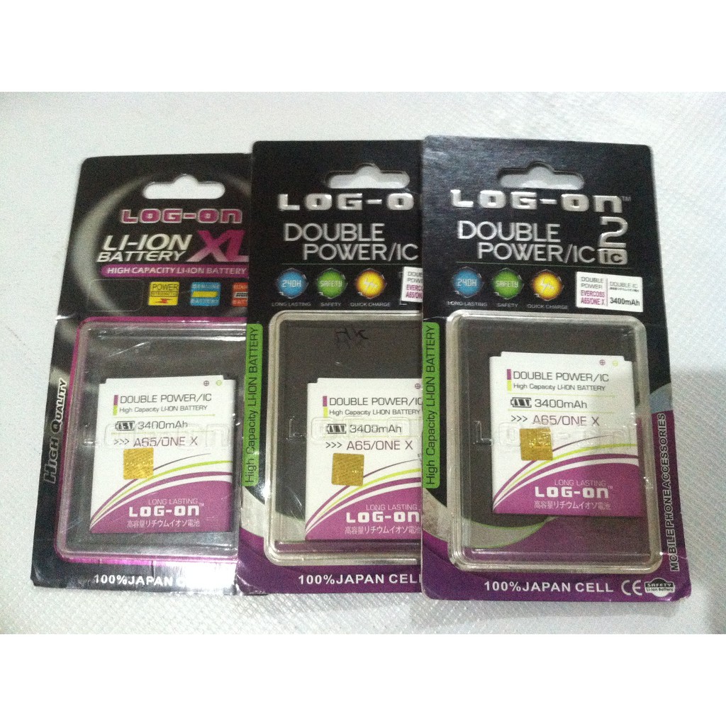 Jual Baterai Log-On Evercoss A65 ONE X Double Power Kapasitas 3400 mAh | Shopee Indonesia