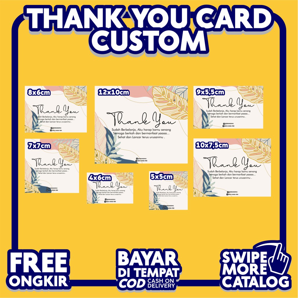 Jual Thank You Card Custom Gratis Desain Kartu Ucapan Terima Kasih Online Shop | Shopee Indonesia