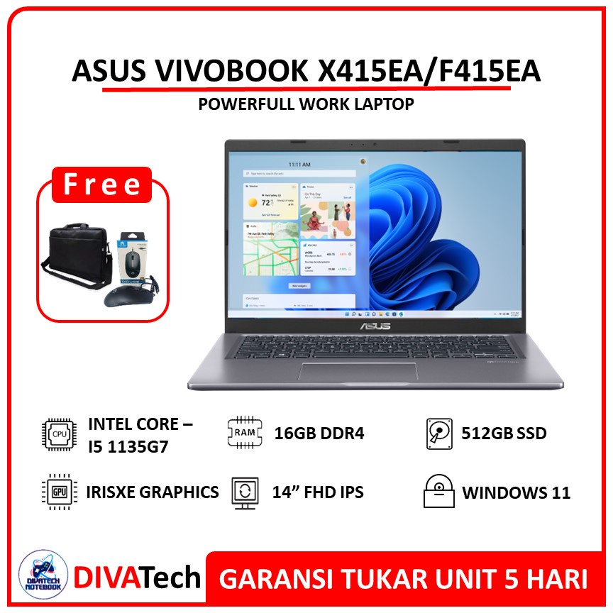 Jual Asus Vivobook X415EA/F415EA i5 1135G7 16GB 512GB IrisXe 14FHD IPS ...