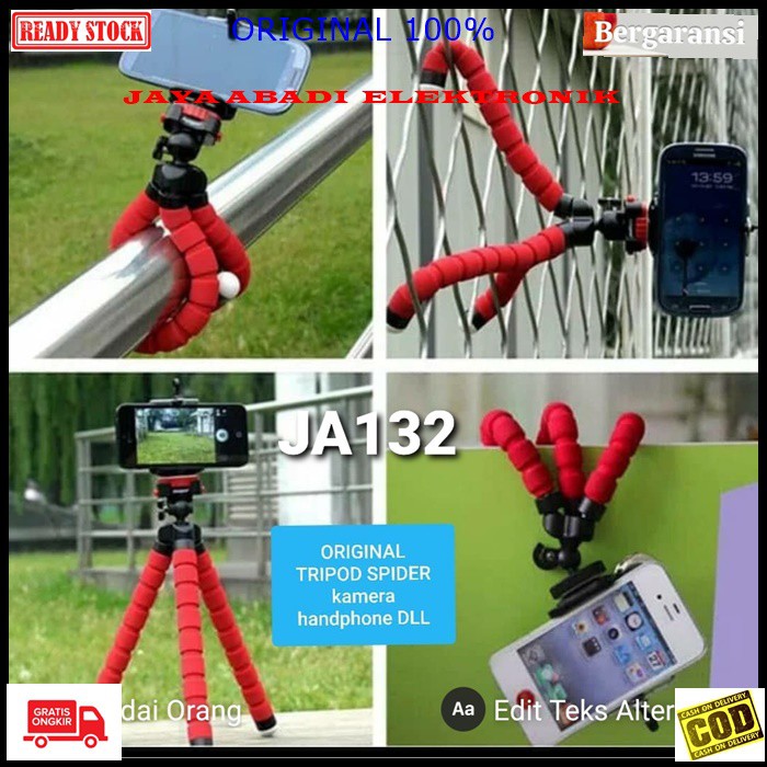 Jual J132 Tripod spider Mini Holder U lipat kaki tiga gorila pod monopod pegangan hp handphone ...