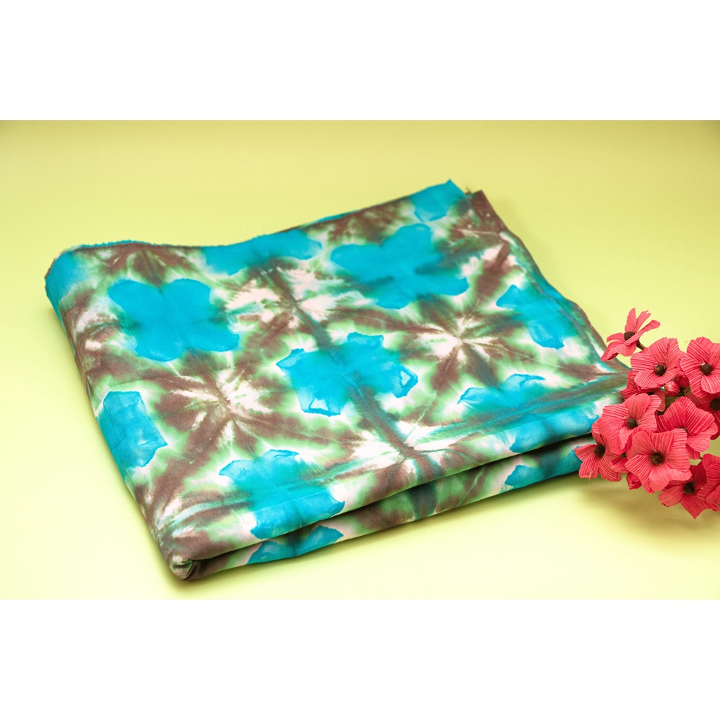 Jual KAIN SIBORI - Motif Abstrak Biru, Hijau dan Coklat | Shopee Indonesia