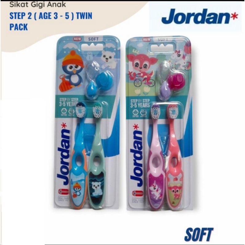 Jual JORDAN Kids Toothbrush Step 2 Twin Soft (3-5 years) | Shopee Indonesia