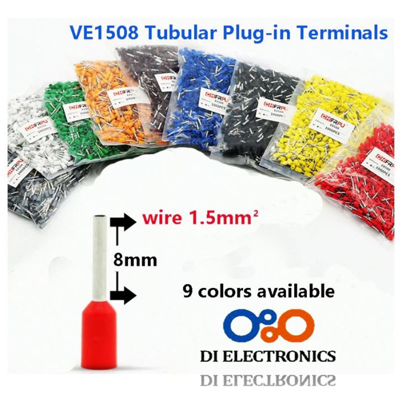 Jual E1508 Ferrules Skun Kabel 1.5mm2 Turbular Insulated Electrical ...