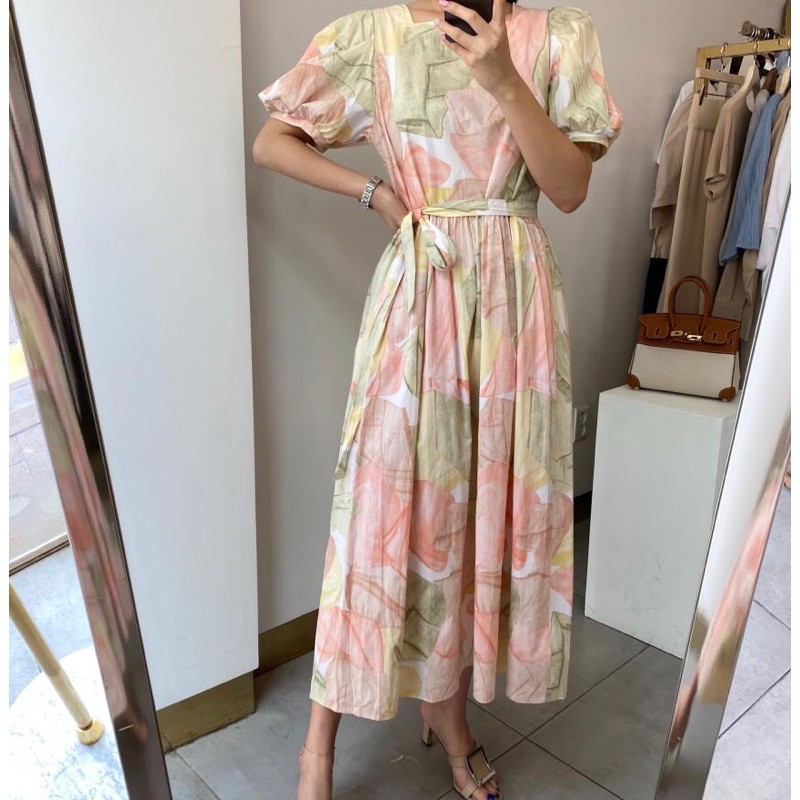 Jual Minyoung Dress Korean Vintage Puffy Pastel Dinner Cantik Gaun ...