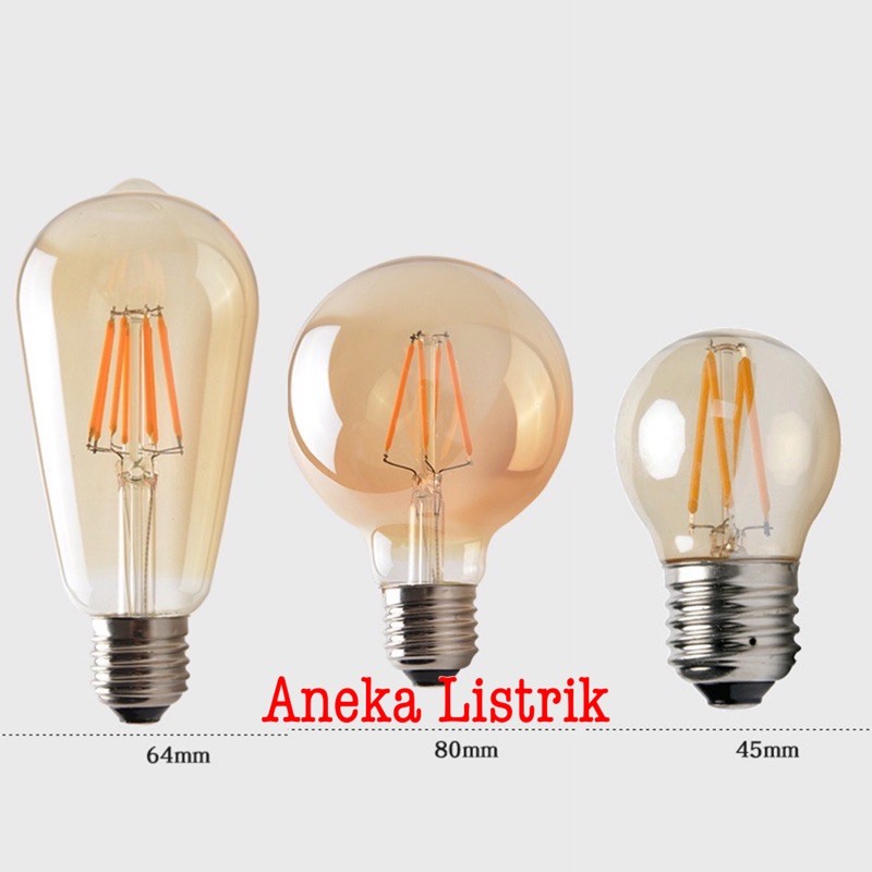 Jual LAMPU LED FILAMEN 4 WATT EDISON 4W ST64 G80 G45 C35 FILAMENT LED 4W BULB 4W E27 OVAL LAMPU ...