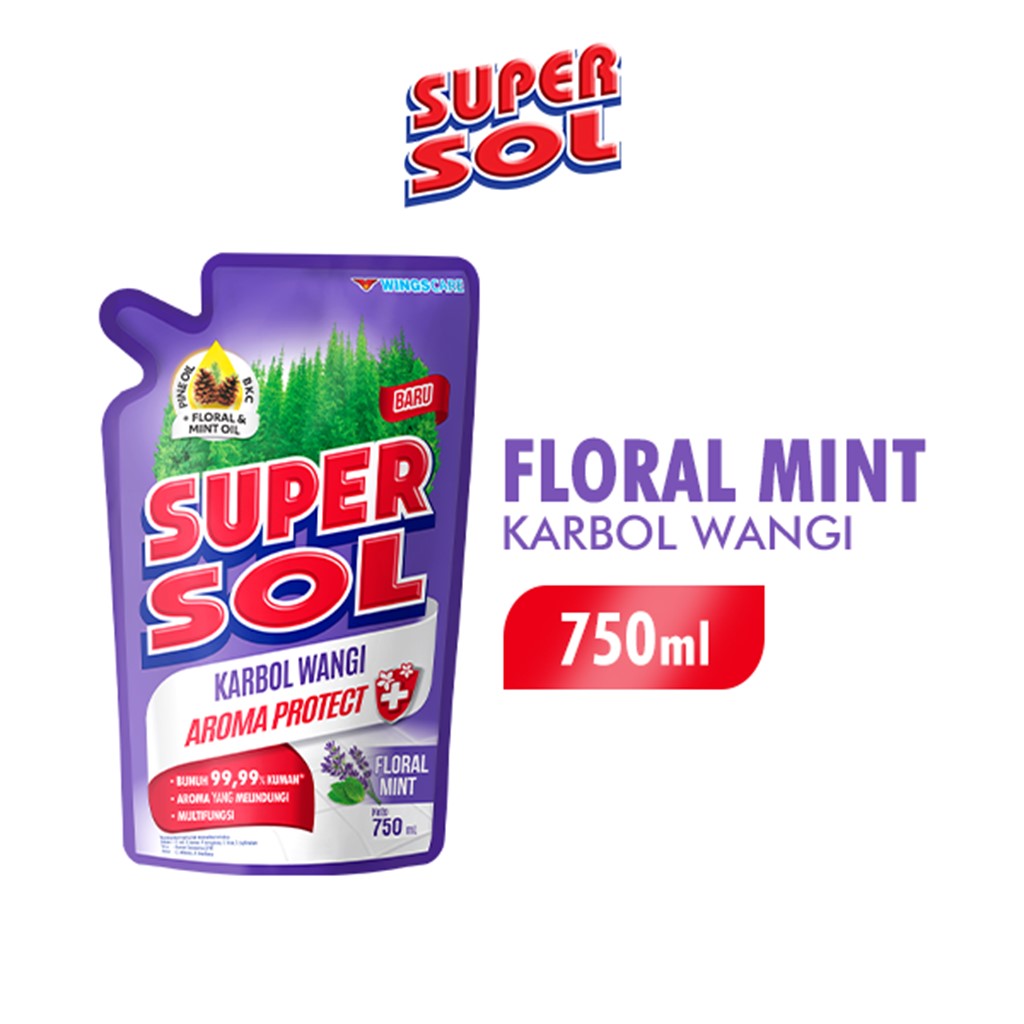 Jual Supersol Pembersih Lantai Karbol Floral Mint Pouch 750 ml | Shopee ...