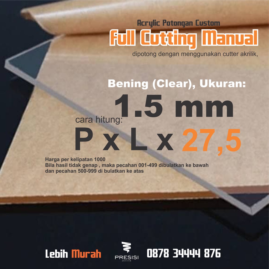 Jual Akrilik/Acrylic Lembaran Potongan Custom Manual 1,5 MM | Shopee ...