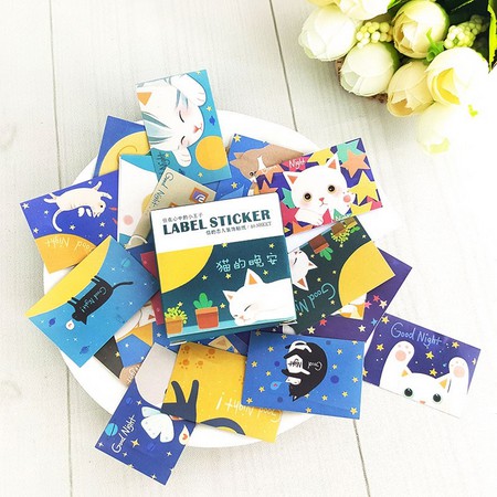 Jual HI135 Stiker 40pcs Motif Kucing Bunga Dekorasi Jurnal Scrapbook ...