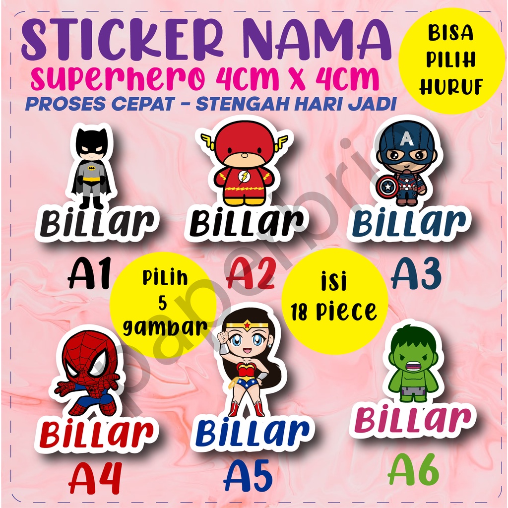 Jual Stiker Nama Anak Superhero - Label Nama Lucu untuk Buku ...