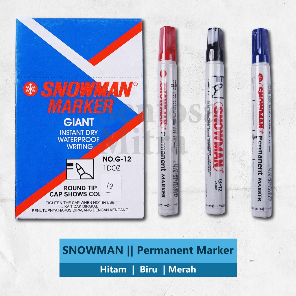 Jual Spidol Snowman Permanent Marker Giant Besar No. G-12 G12 warna ...