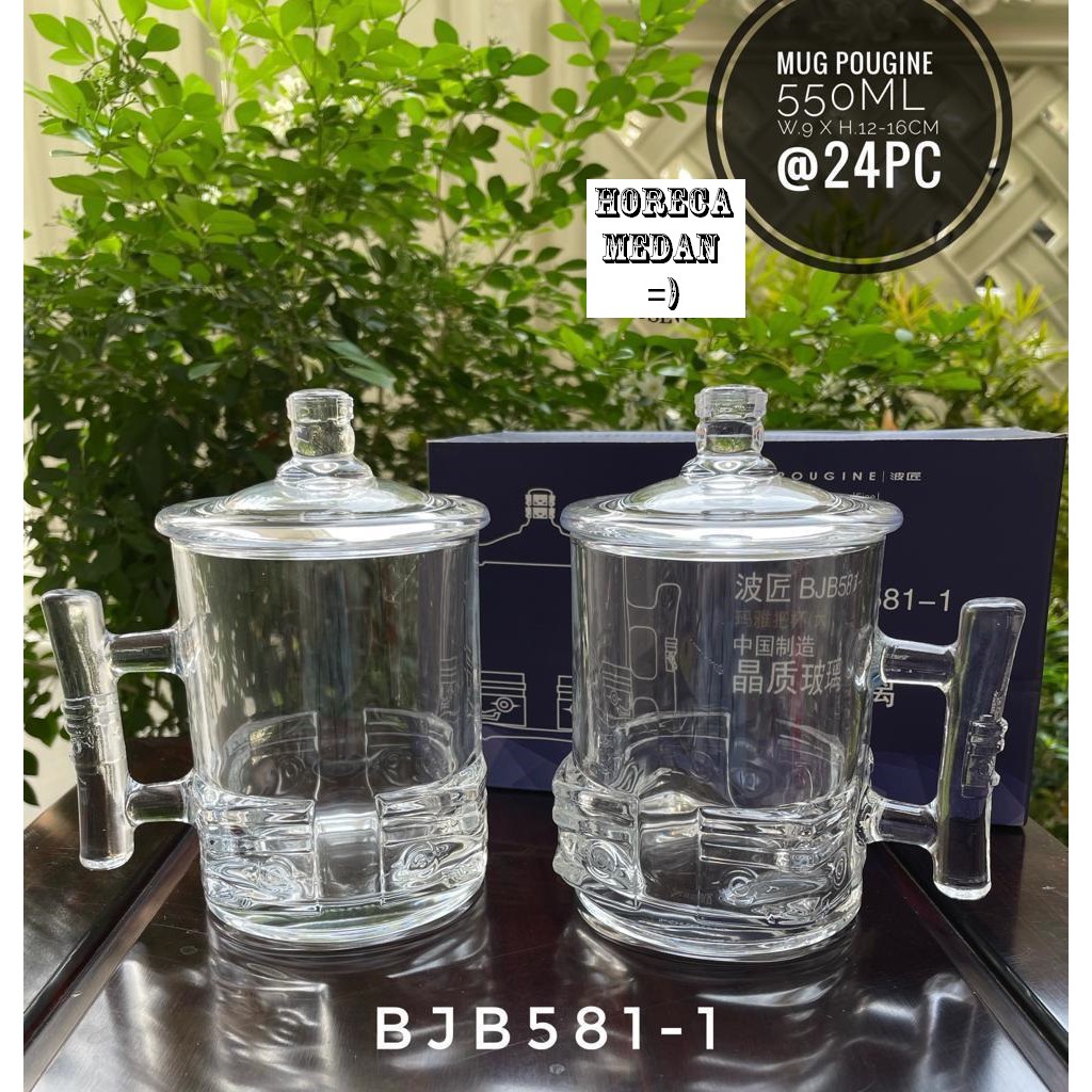 Jual 2pc Gelas Kaca Jumbo / Mug kaca jumbo Pougine kristal bertutup ...