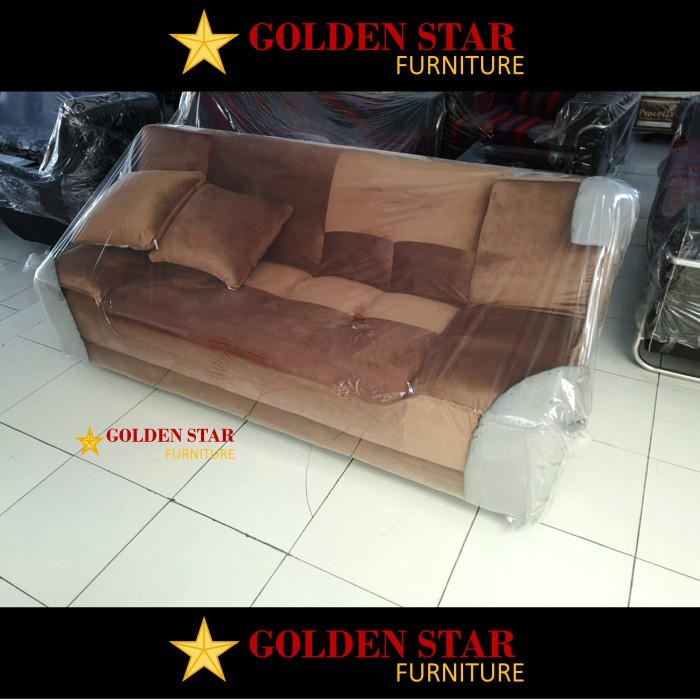 Jual Sofa Bed / Kursi Nonton / Tidur / Kain Bludru Beldru Coklat ...