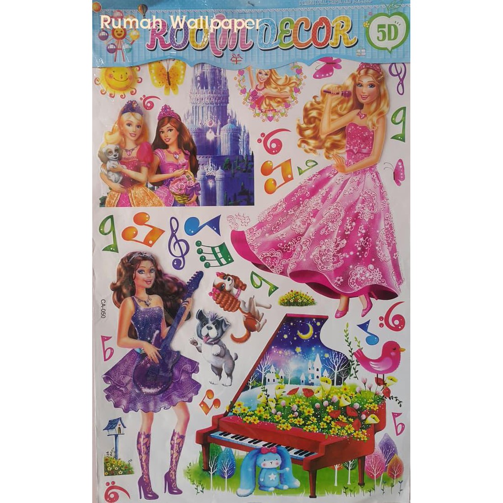 Jual STIKER DINDING WALL STICKERS WALLPAPER 3D BARBIE 60X90 | Shopee ...