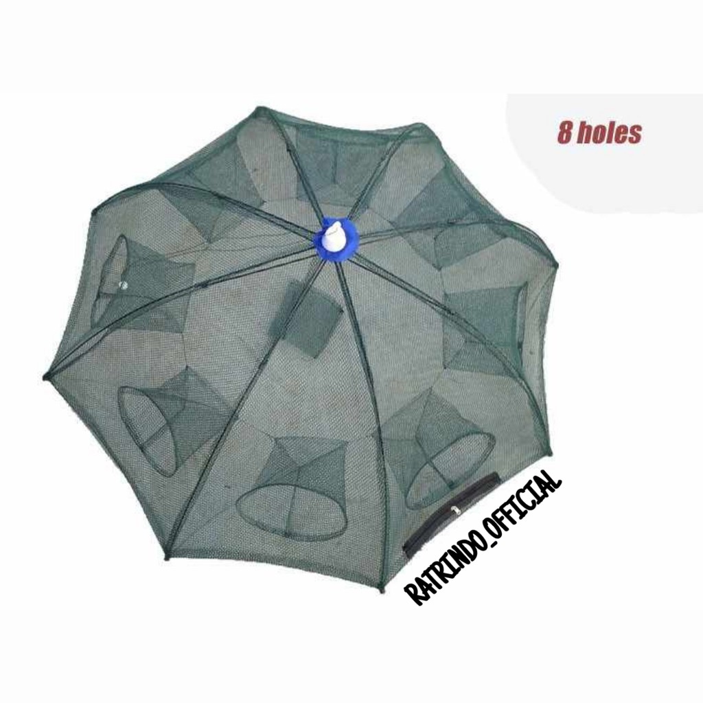 Jual Perangkap Bubu Payung Alat Jaring Pancing Jala Ikan Udang Kepiting Fish Trap Net (8 Lubang ...