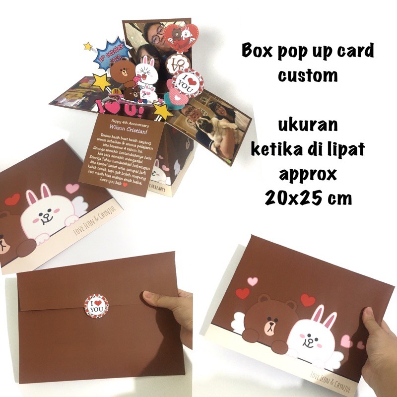 Jual kartu ucapan gift card pop up box card uk jumbo hadiah kado unik ...