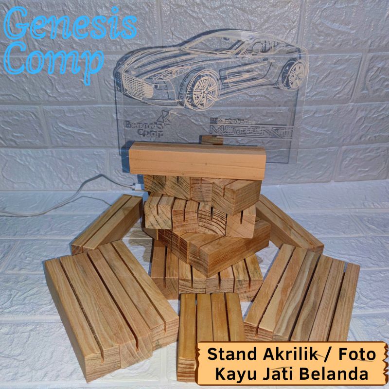 Jual Stand Kayu Jati Belanda Stand Akrilik Foto Price Tag Holder ...
