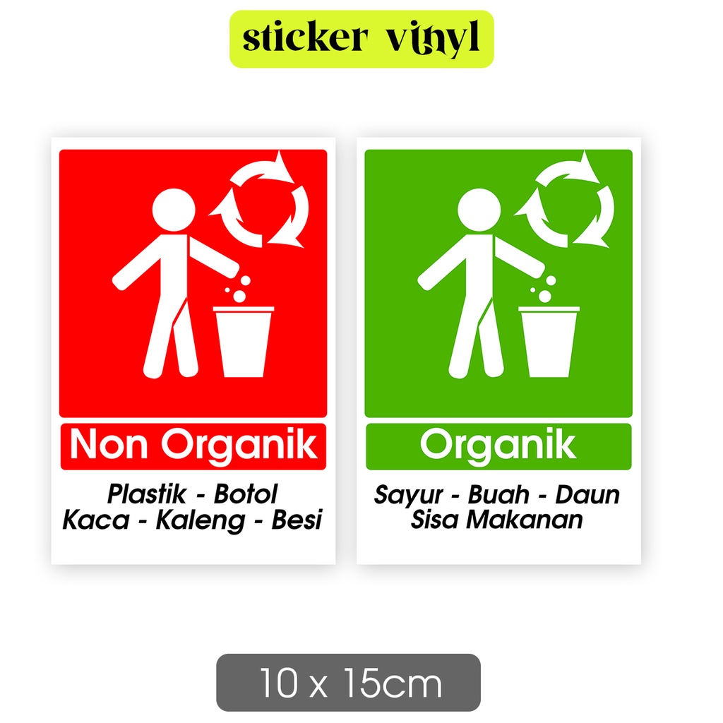 Jual Stiker Sampah Organik dan Non Organik Anti Air Sticker Waterproof ...