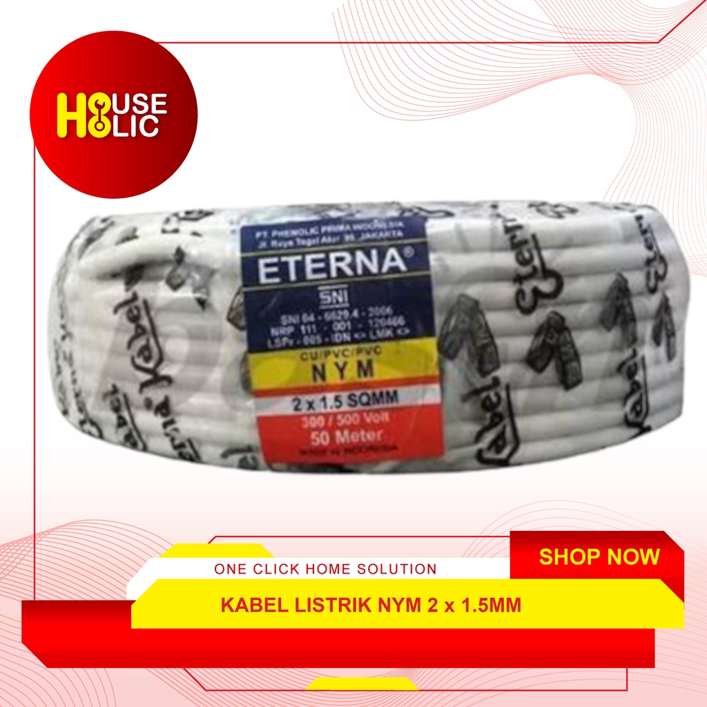 Jual Kabel Listrik Eterna NYM 2x1.5 Rol NYM Kabel Listrik Kawat Engkel Roll | Shopee Indonesia