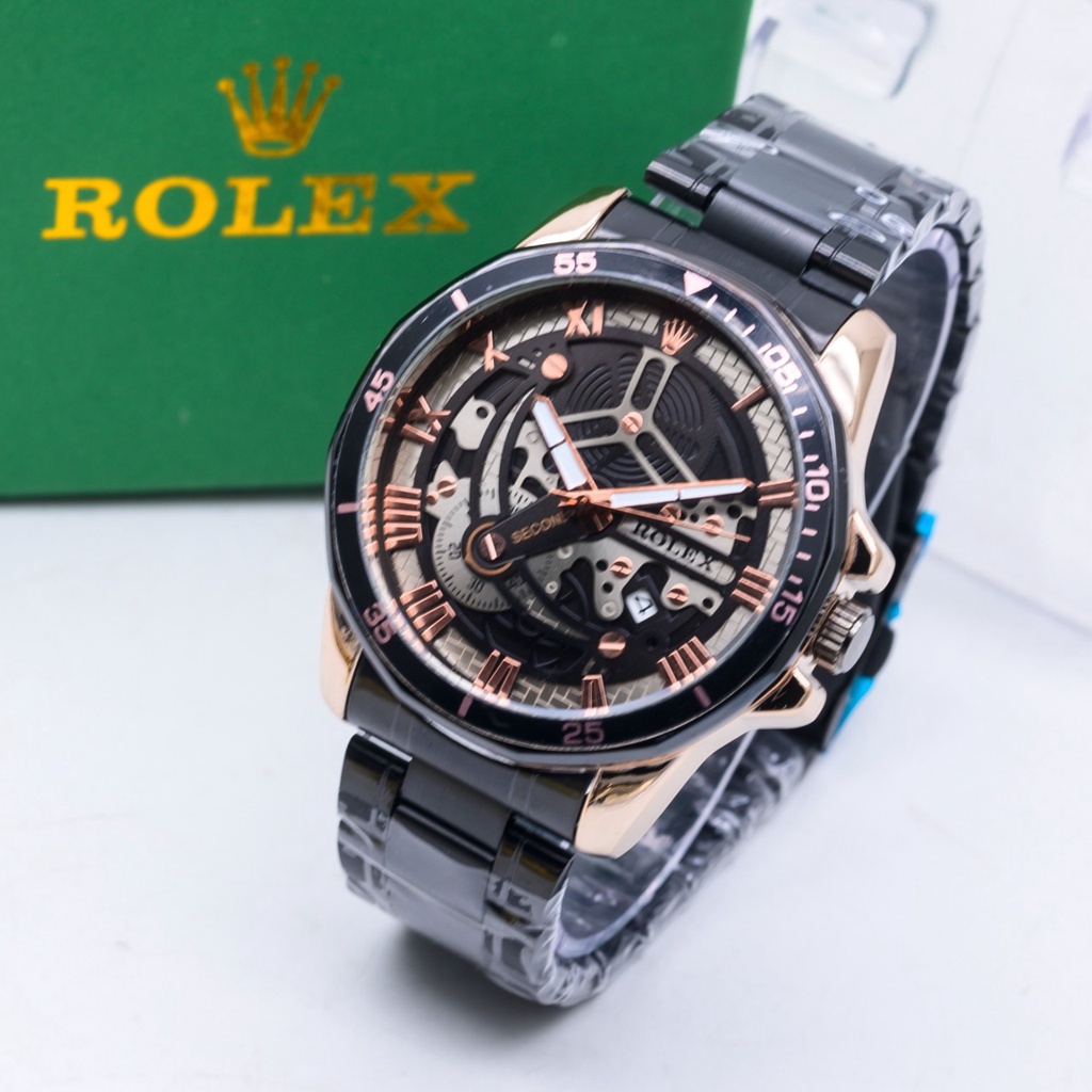 Jual JAM TANGAN PRIA R0L3X PREMIUM RANTAI STAINLESS TANGGAL AKTIF FREE ...