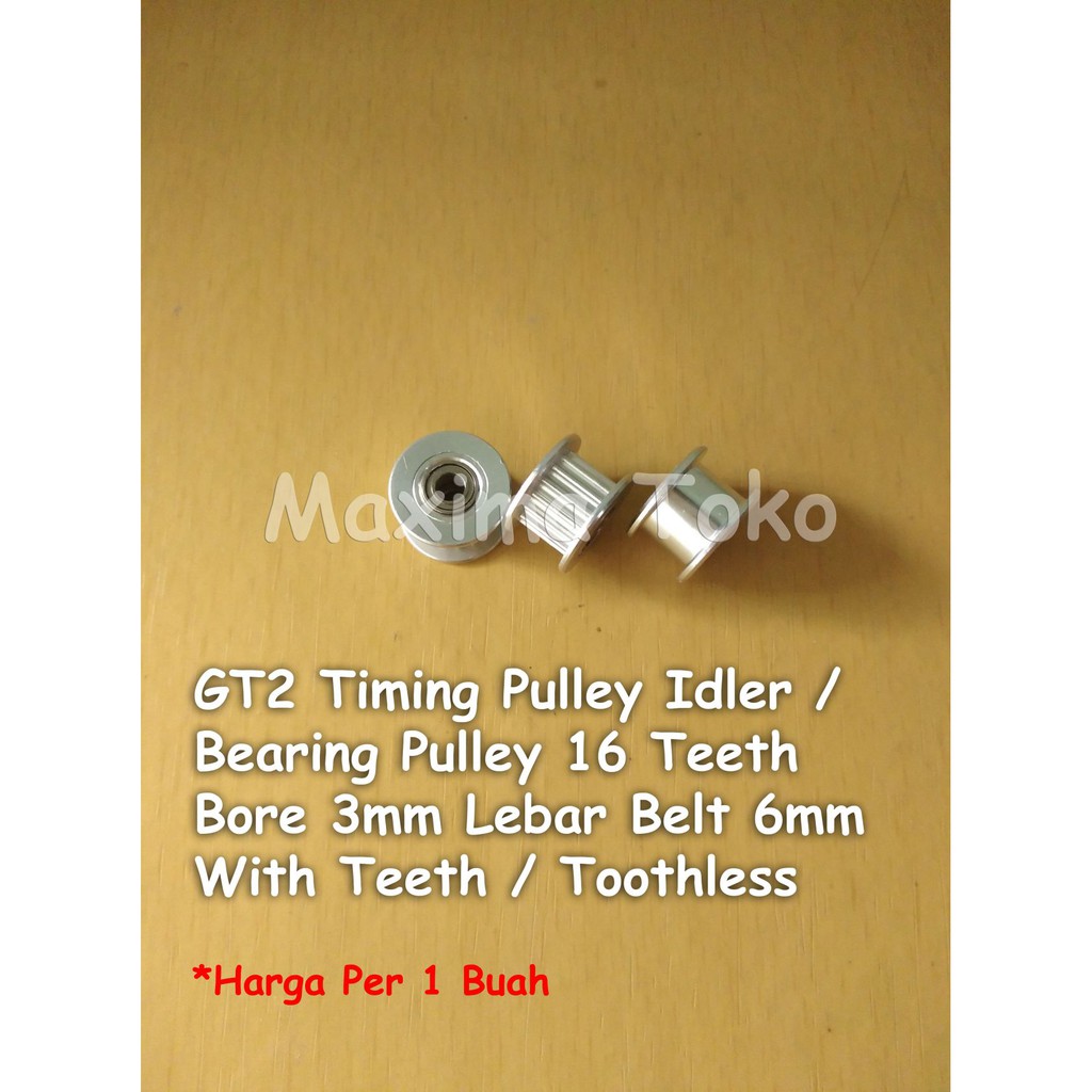 Jual Timing Pulley GT2 Idler Gigi 16 Bore 3mm With Teeth / No Teeth 2GT ...