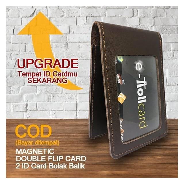 Jual Tempat ID Card Kulit - Magnetic - Flip Flop. Ada 2 Slot Tempat ID ...