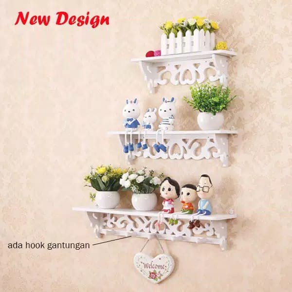 Jual Rak Dinding Ukir Klasik Kayu1 SET 3in1 Tipe 01 / Rak Dinding ...