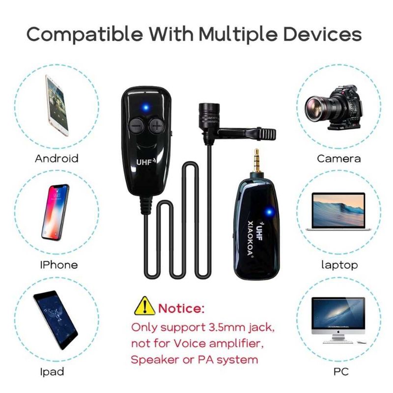 Jual Mic Clip On UHF Wireless Lavalier Microphone HP PC Laptop ...