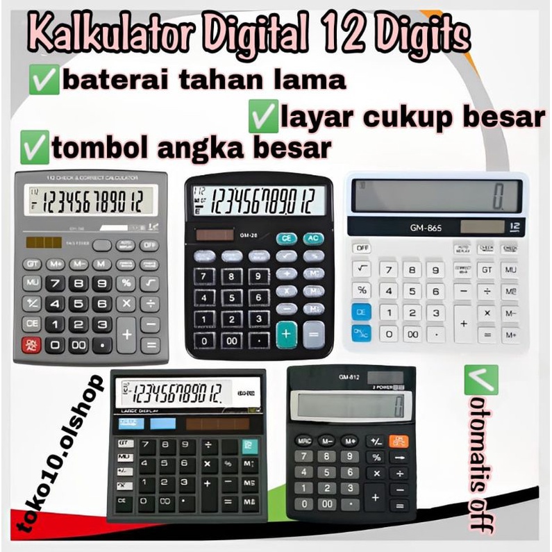 Jual Kalkulator/Kalkulator 12 Digit Angka Kalkulator⭐ Toko10 ⭐ | Shopee ...
