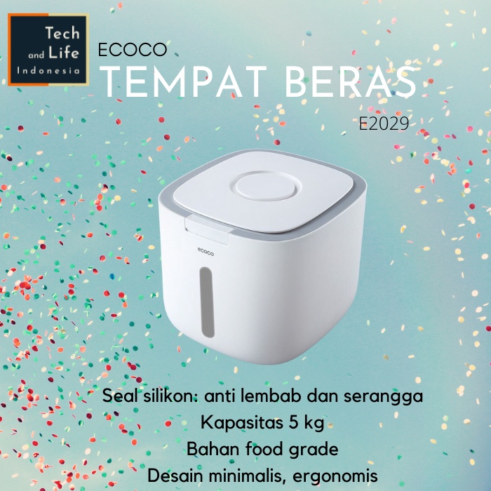 Jual Ecoco Tempat Dispenser Beras 5 KG Rice Bucket Estetik | Shopee Indonesia